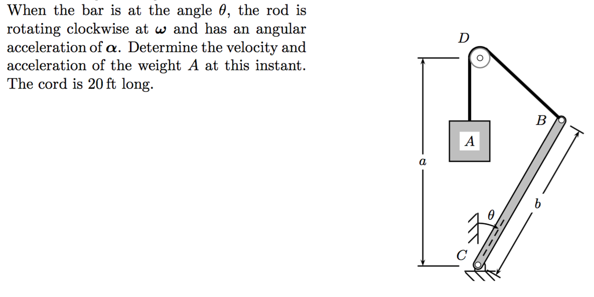 When the bar is at the angle theta, the rod is | Chegg.com