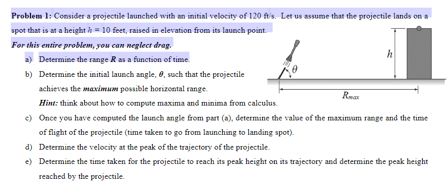 Solved Consider a projectile launched with an initial | Chegg.com