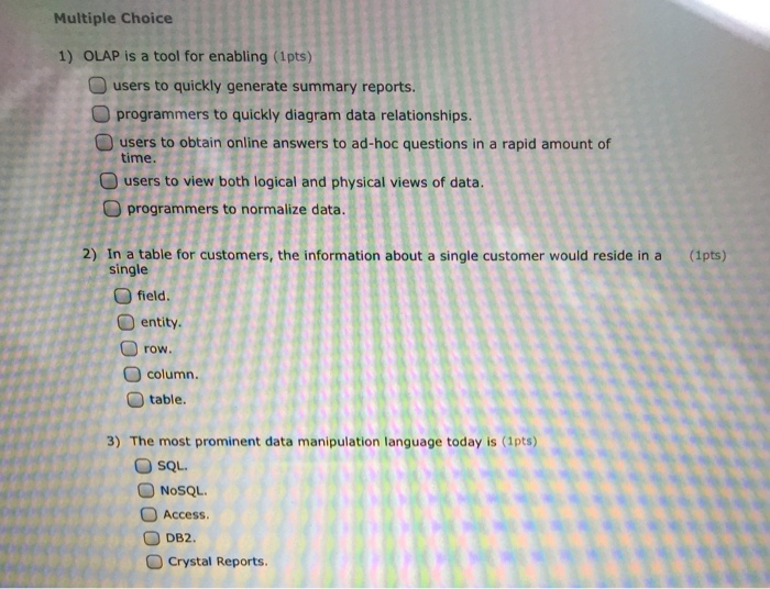Solved OLAP is a tool for enabling users to quickly | Chegg.com