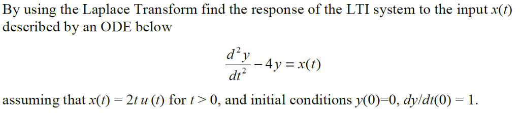 Solved By using the Laplace Transform find the response of | Chegg.com