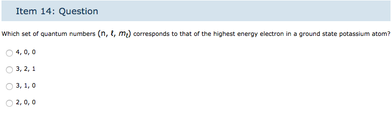 Solved Which set of quantum numbers (n, l, m_l) corresponds | Chegg.com