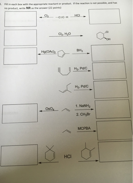 Solved Fill in each box with the appropriate reactant or | Chegg.com