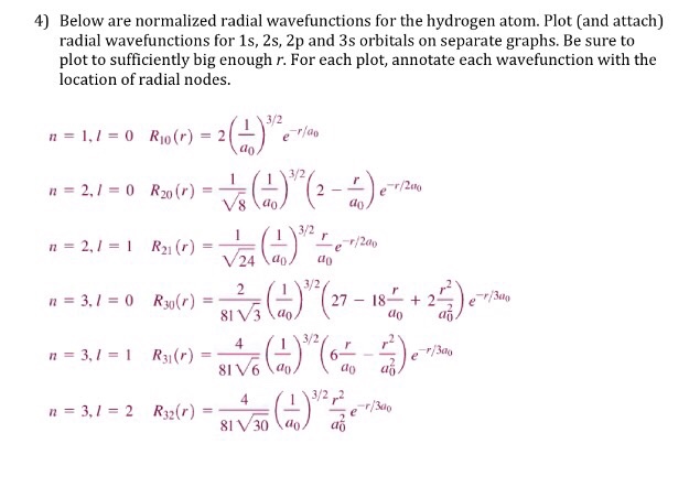 Solved Below Are Normalized Radial Wavefunctions For The