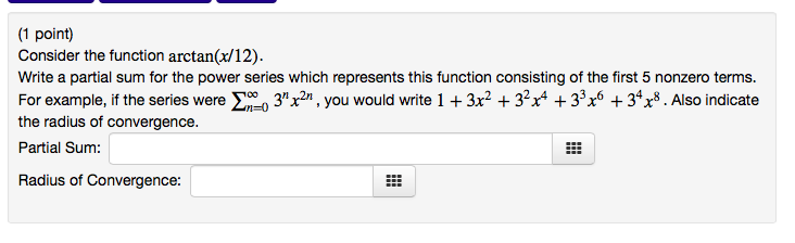 Solved Consider the function arctan(x/12) Write a partial | Chegg.com