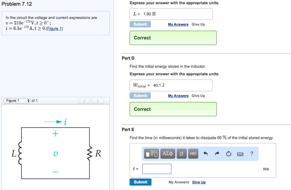 Solved In the circuit the voltage and current expressions | Chegg.com