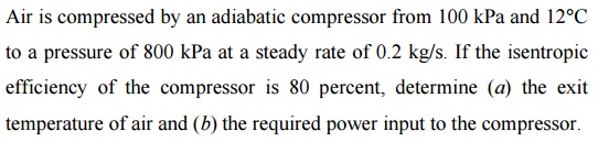 Solved Air is compressed by an adiabatic compressor from 100 | Chegg.com