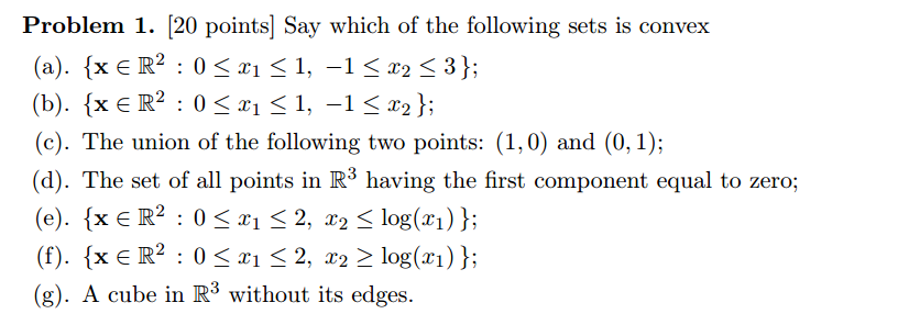 Say which of the following sets is convex {x R^2 : | Chegg.com