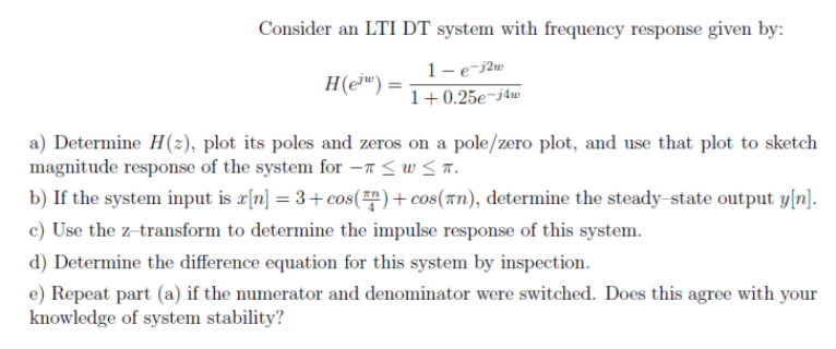 Solved Consider an LTI DT system with frequency response | Chegg.com