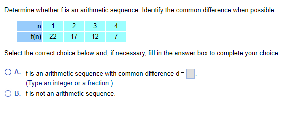 Solved Determine whether f is an arithmetic sequence. | Chegg.com