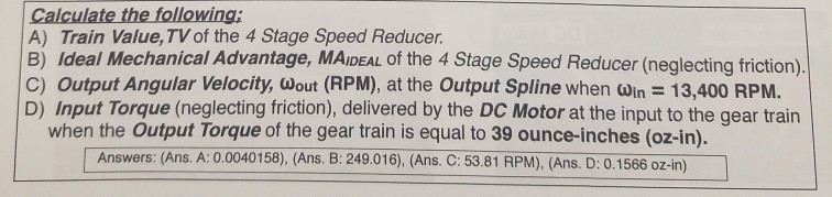 Solved Calculate the following: A) Train Value, TV of the 4 | Chegg.com
