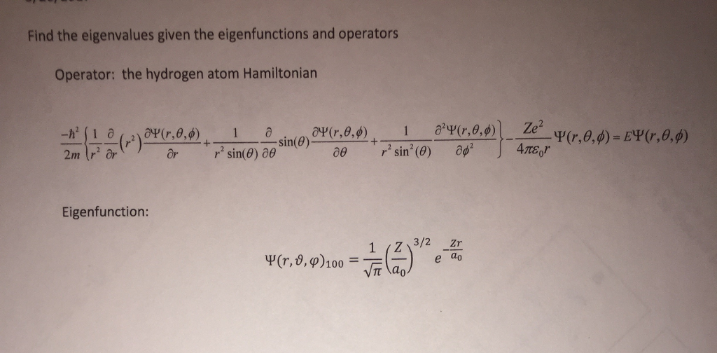 Solved Find The Eigenvalues Given The Eigen Functions And 9253
