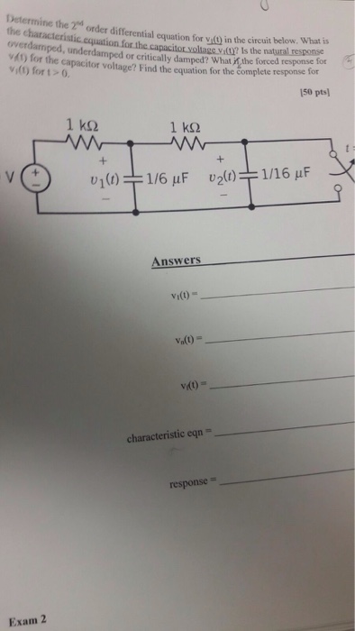 Solved Determine the 2nd order differential equation for | Chegg.com