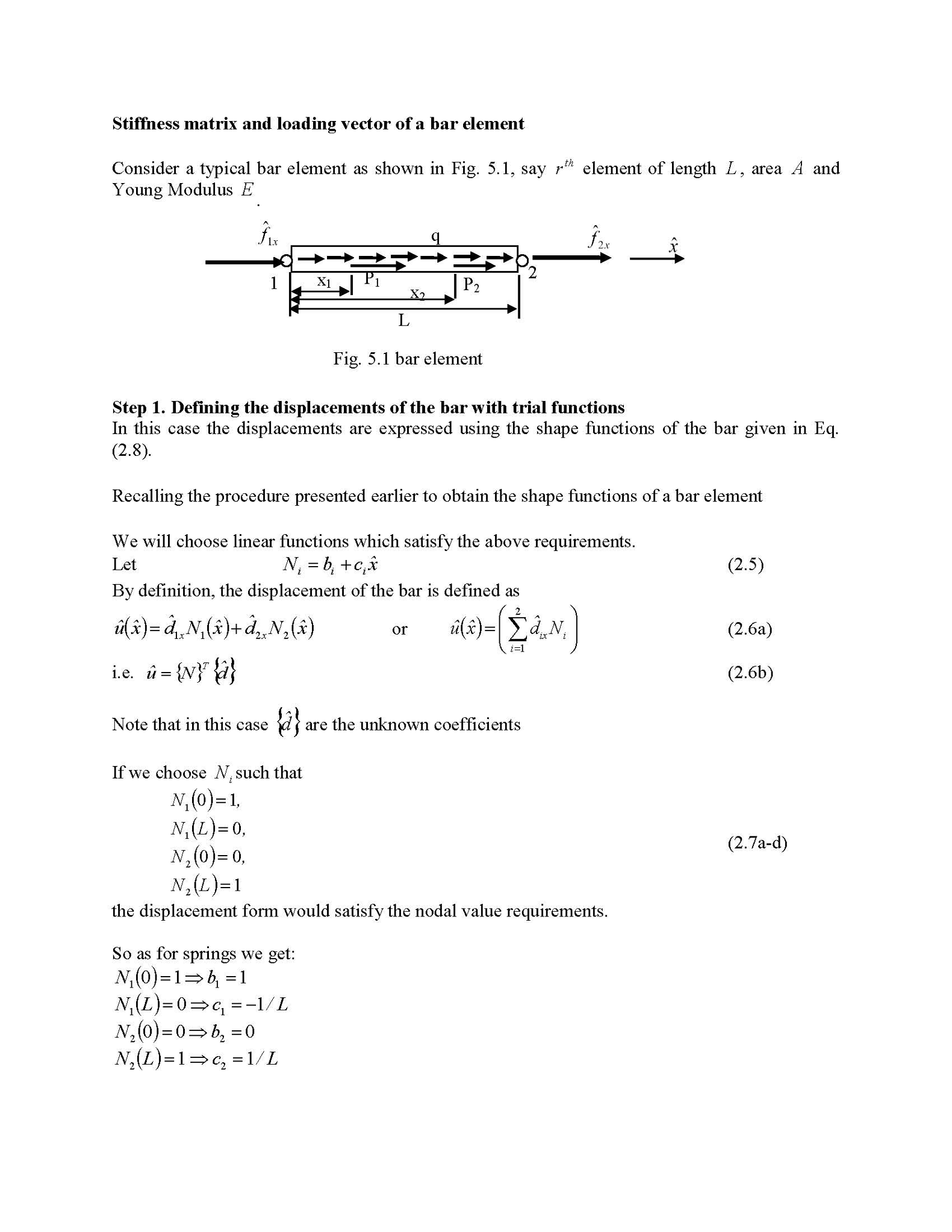 Derivation of Element Matrices Using a Variational | Chegg.com