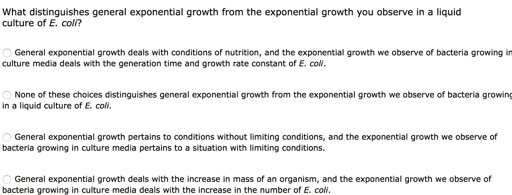 Solved What distinguishes general exponetial growth from the | Chegg.com
