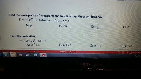 Solved Find the average rate of change for the function over | Chegg.com