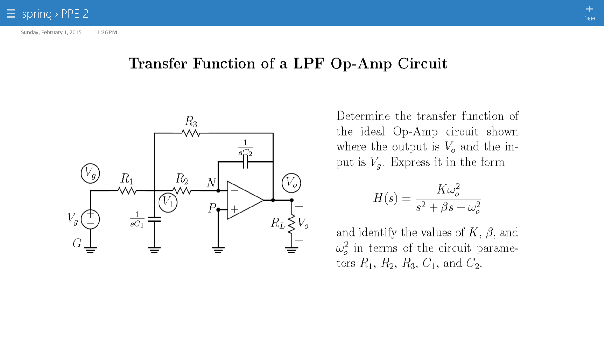 Solved Determine the transfer function of the ideal Op-Amp | Chegg.com