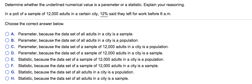 Solved Determine whether the underlined numerical value is a | Chegg.com