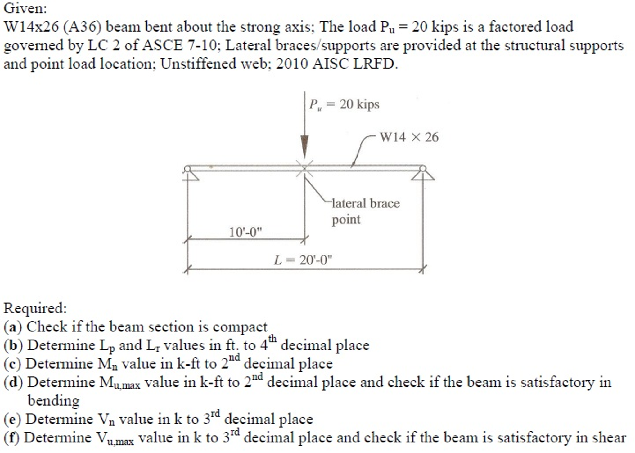 Given The W14 X 26 Beam Can Someone Work Out Each Of Chegg