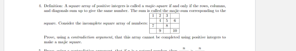 Solved 1. Definition: A square array of positive integers is | Chegg.com