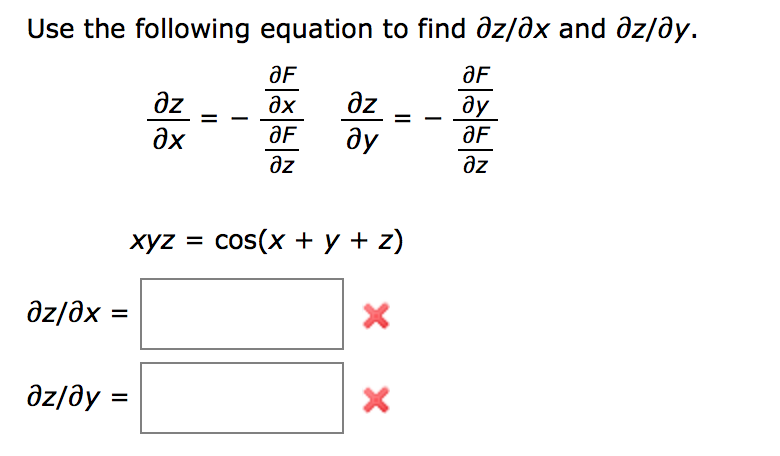 Solved Use the following equation to find partial | Chegg.com