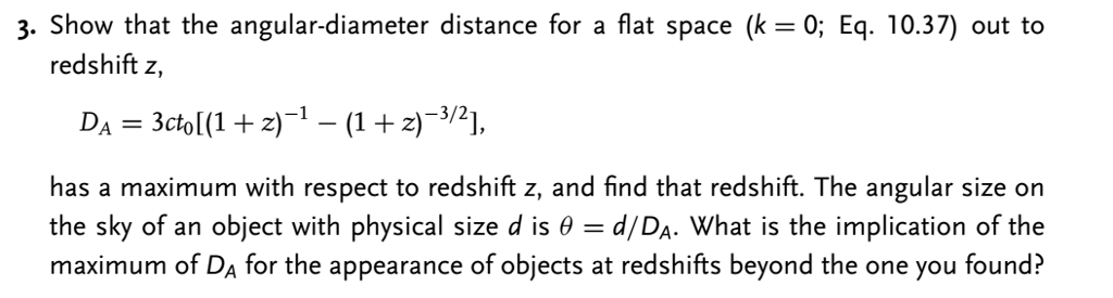 Show That The Angular Diameter Distance For A Flat