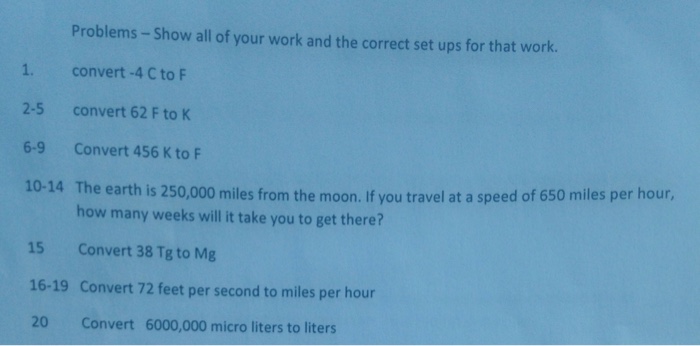 Solved Problems Show all of your work and the correct set | Chegg.com