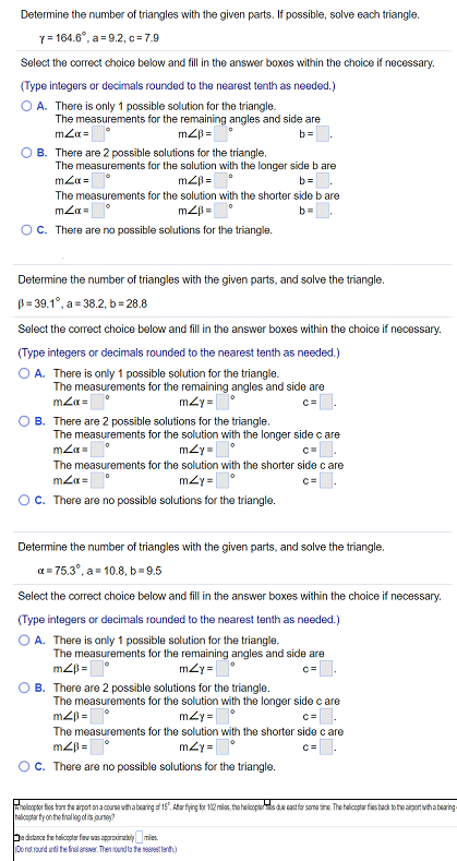 Solved Determine the number of triangles with the given | Chegg.com