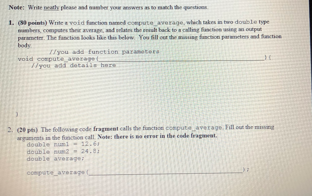 Solved Note: Write neatly please and number your answers as | Chegg.com