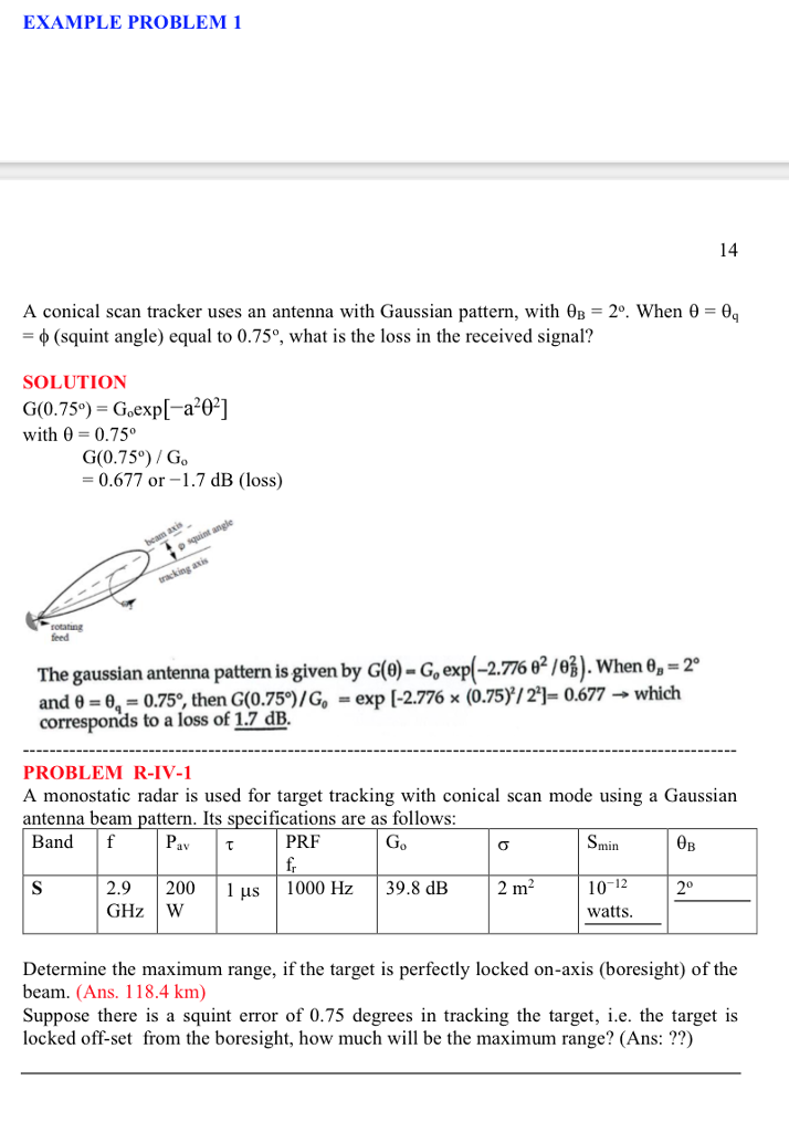 Solved A conical scan tracker uses an antenna with Gaussian | Chegg.com