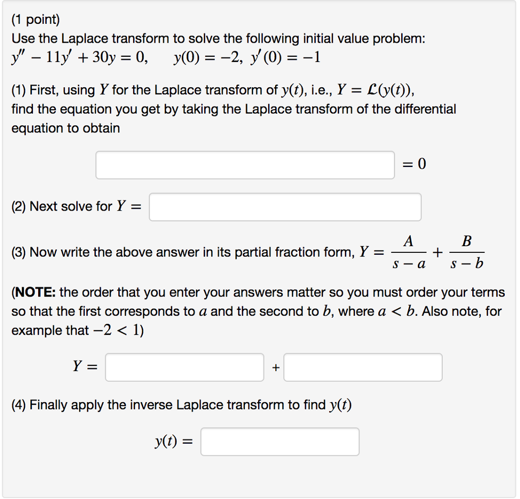 Solved Use the Laplace transform to solve the following | Chegg.com