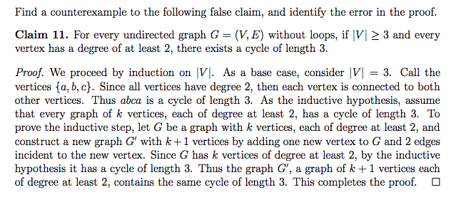 Solved Find a counterexample to the following false claim, | Chegg.com