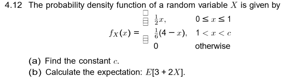 Solved 4.12 The probability density function of a random | Chegg.com