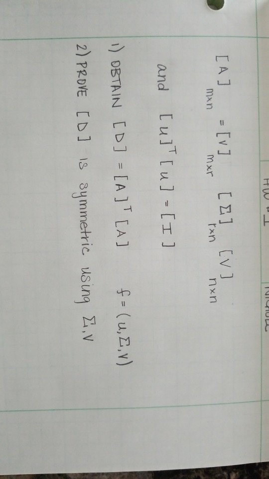 Solved man rxn and [u]T [ u] [1] r) DBTAIN [D] =[A]T [A] 2) | Chegg.com