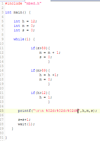 I am coding to make a digital clock using the Mbed | Chegg.com