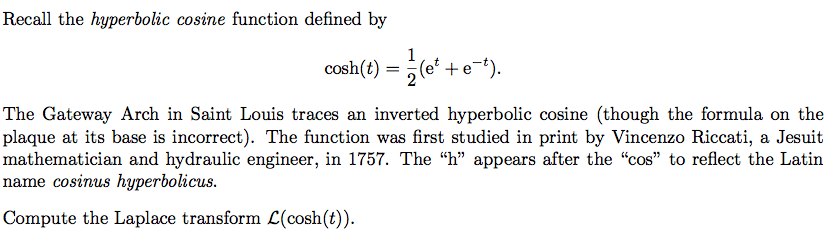 Solved Recall the hyperbolic cosine function defined by | Chegg.com