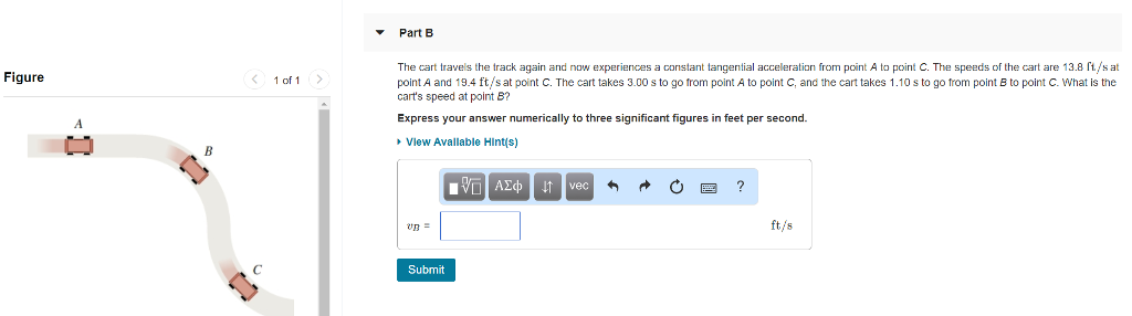 Solved PartB The cart travels the track again and now | Chegg.com