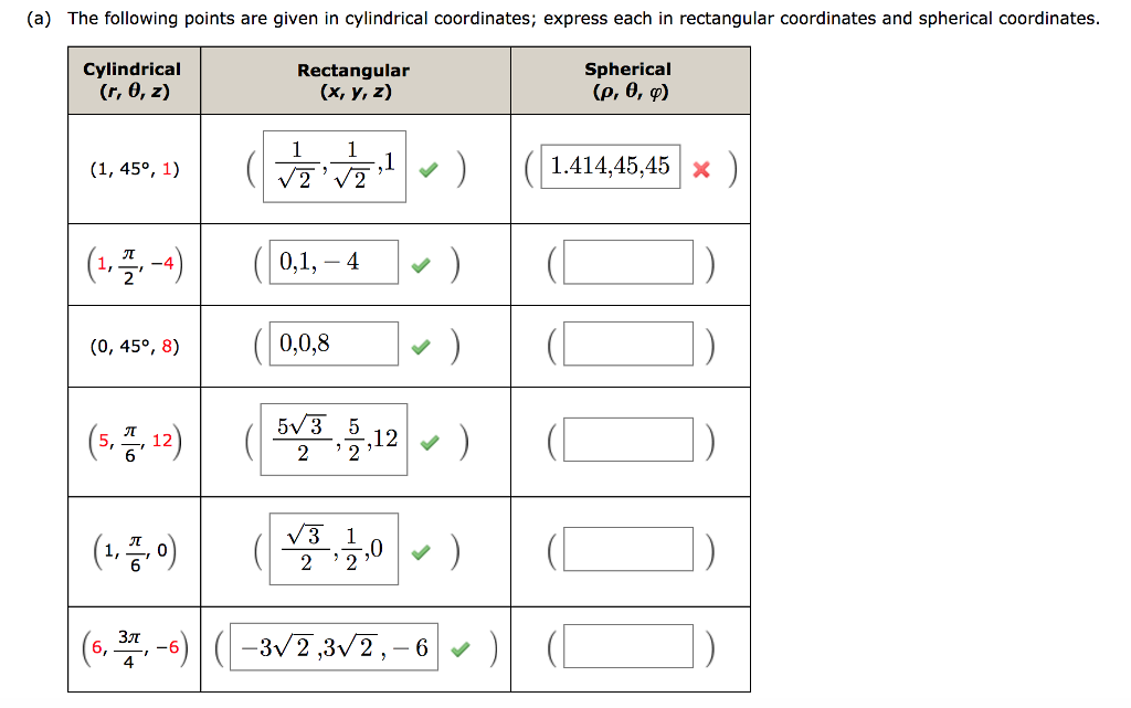 Solved The following points are given in cylindrical | Chegg.com