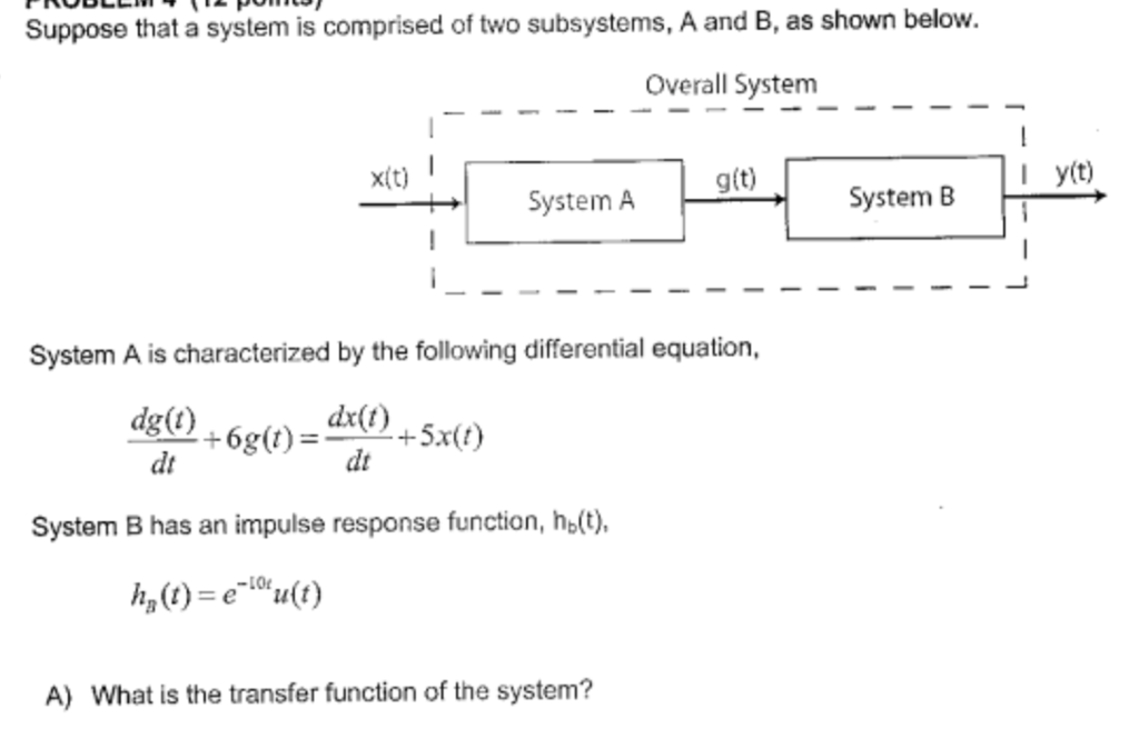 Solved Suppose that a system is comprised of two subsystems, | Chegg.com