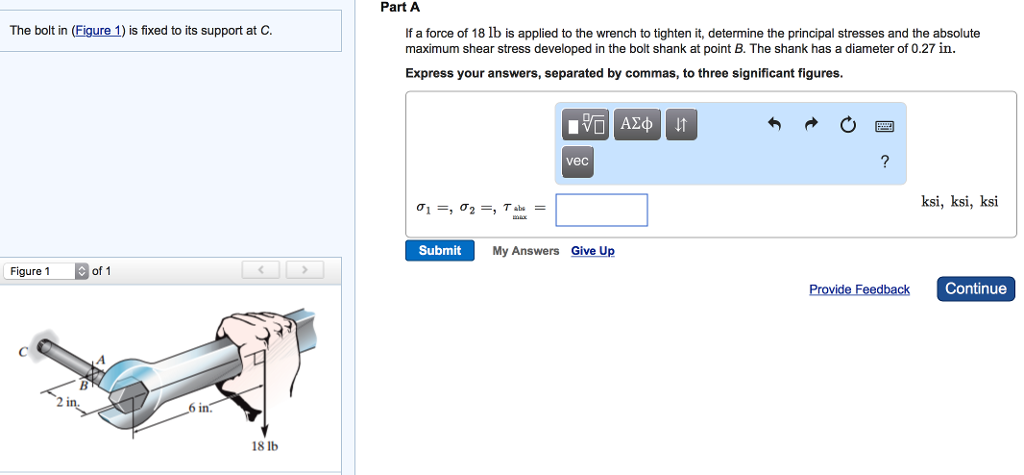 Solved The bolt in (Figure 1) is fixed to its support at C. | Chegg.com
