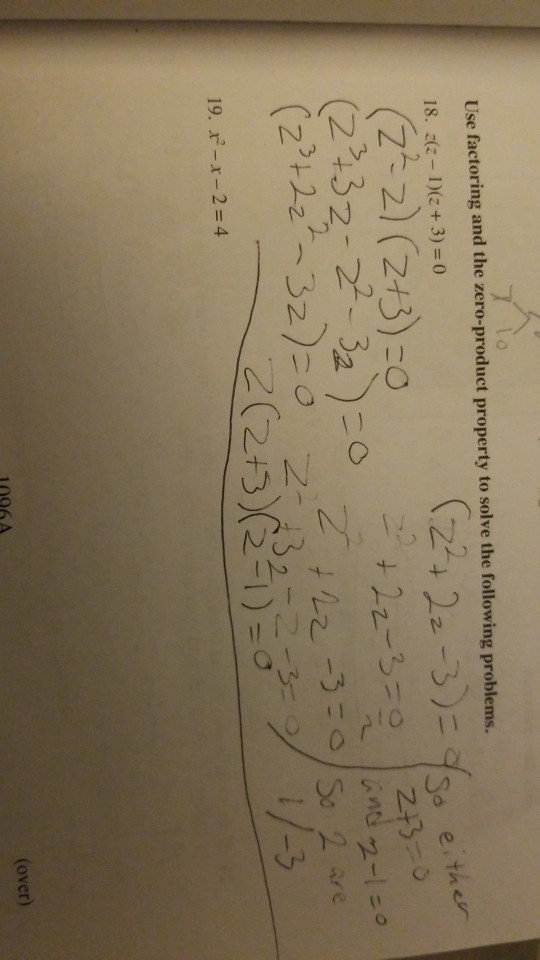 Solved Use Factoring And The Zero product Property To Solve Chegg