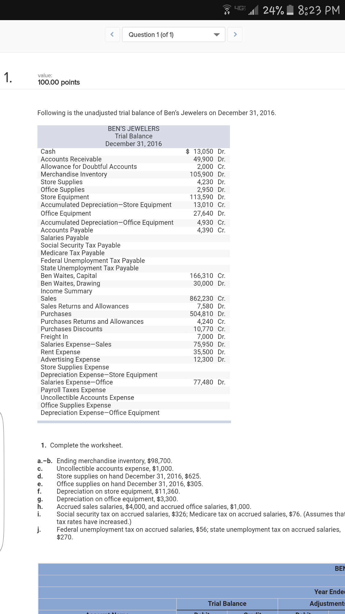 Solved Complete the worksheet. Ending merchandise | Chegg.com
