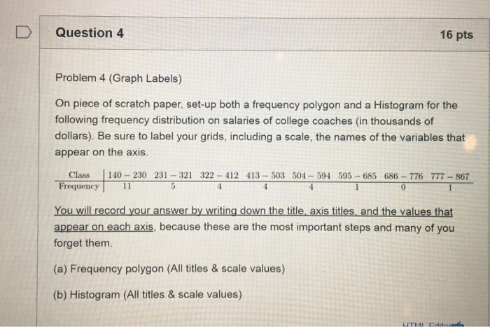 Solved On piece of scratch paper, set-up both a frequency | Chegg.com