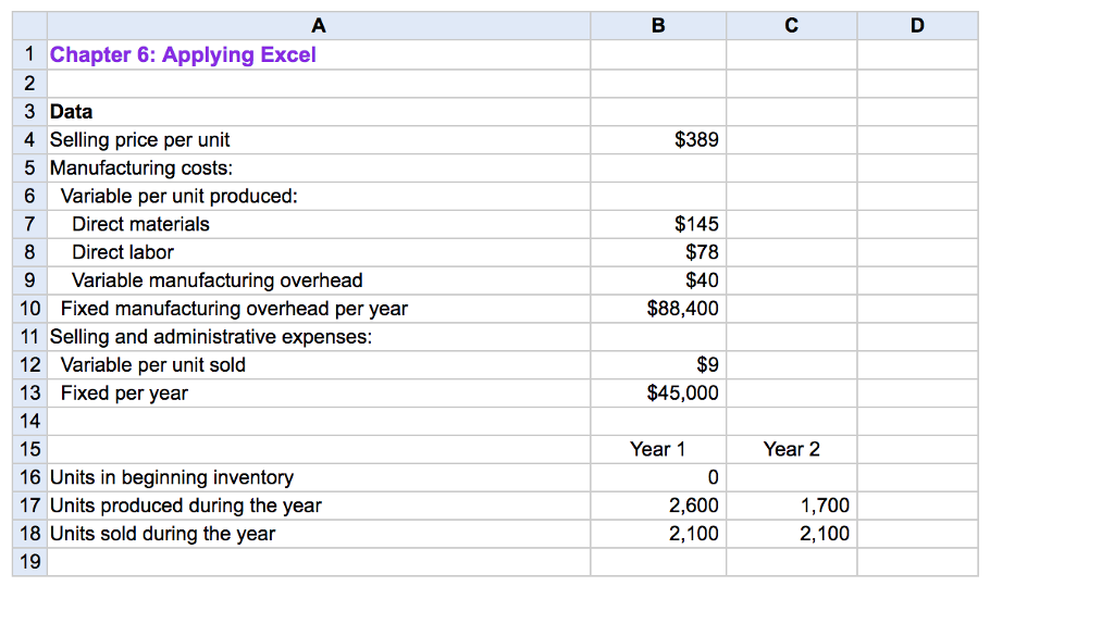 Solved 1 Chapter 6: Applying Exce 2 3 Data 4 Selling price | Chegg.com