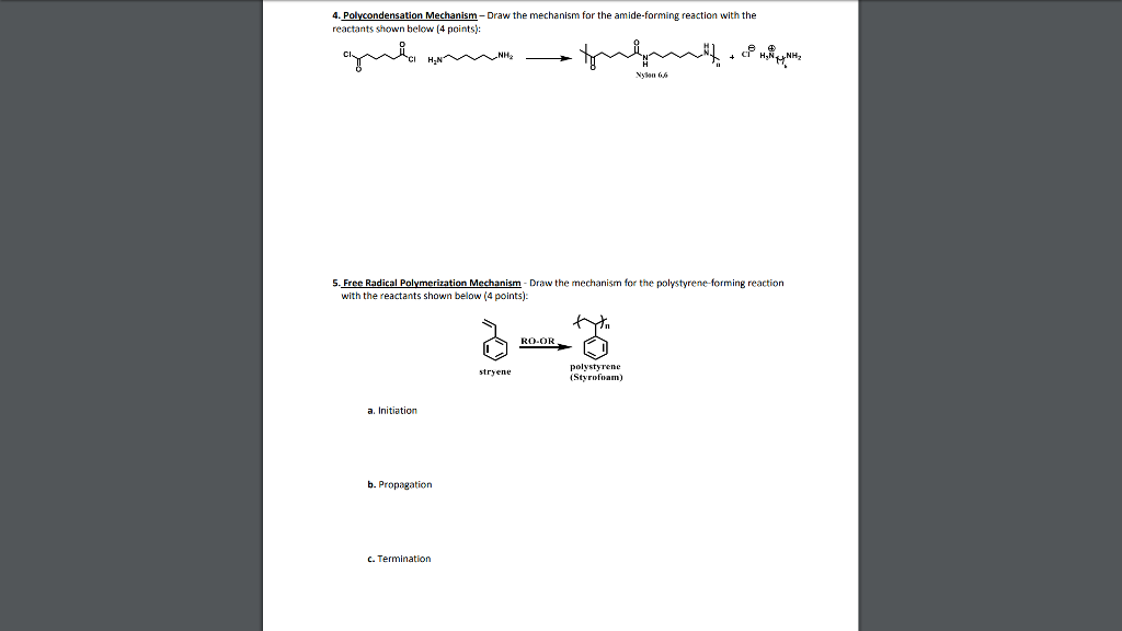 Solved 4. Polycondensation Mechanism-Draw the mechanism for | Chegg.com