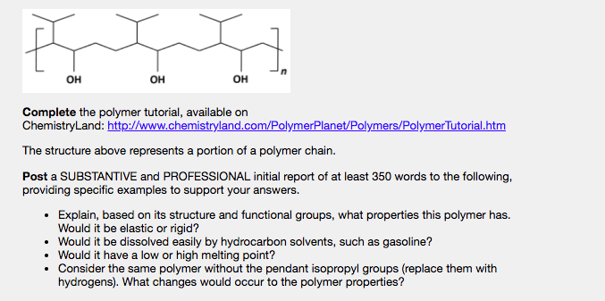 Solved OH OH OH Complete the polymer tutorial, available on | Chegg.com
