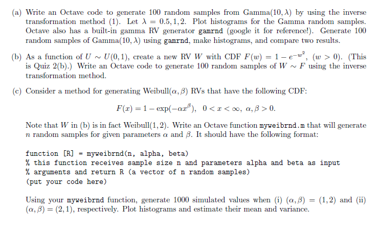 Problem 3 The Inverse Transformation Method A 