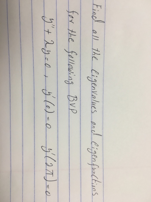 Solved Find all the eigenvalues and eigenfunctions for the | Chegg.com