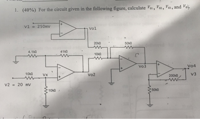 Solved For the circuit given in the figure calculate V01, | Chegg.com