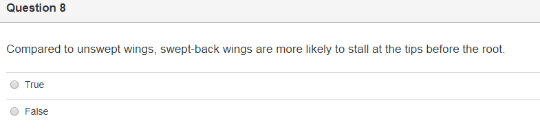 Solved Question 8 Compared to unswept wings, swept-back | Chegg.com