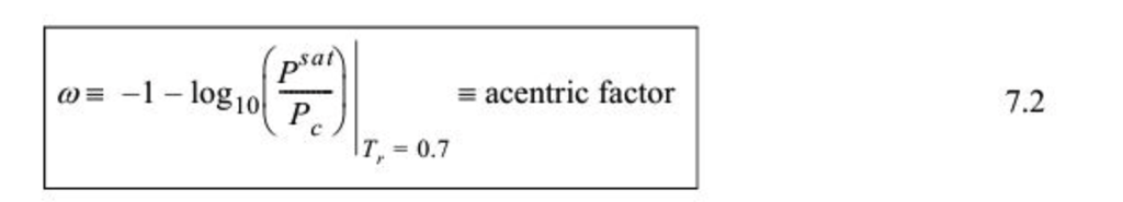 Solved -1-log10(匀1 sat · acentric factor 7.2 T, 0.7 | Chegg.com